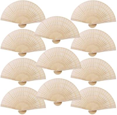 China Wholesale Wedding Wood Hand Fan  for Wedding Gift Carved Folding Fragrance Wood Hand Fan Wedding Fan for sale