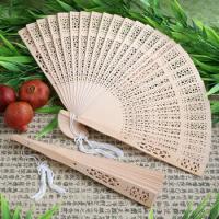 China [I AM YOUR FANS] Customized Logo Engraved Printing Name Hot Selling No Fragrance Folding Spanish Wood Fan for Wedding Gifts for sale