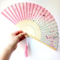 China [I AM YOUR FANS] Sufficient Stock! Nice Silk Fabric Bamboo Ribs Fans butterfly Sakura Japanese Wedding Gift Floding Hand Fan for sale