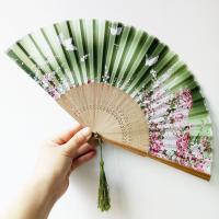 China [I AM YOUR FANS] Sufficient Stock! Nice Silk Fabric Bamboo Ribs Fans butterfly Sakura Japanese Wedding Gift Floding Hand Fan for sale