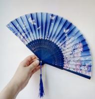 China [I AM YOUR FANS] Sufficient Stock! Nice Silk Fabric Bamboo Ribs Fans butterfly Sakura Japanese Wedding Gift Floding Hand Fan for sale