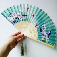 China [I AM YOUR FANS] Sufficient Stock! Nice Silk Fabric Bamboo Ribs Fans butterfly Sakura Japanese Wedding Gift Floding Hand Fan for sale