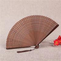 China Custom Bamboo Hand Fans 18Cm Hollow Engraved Bamboo Bone Folding Fan for sale