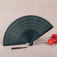 China Custom Bamboo Hand Fans 18Cm Hollow Engraved Bamboo Bone Folding Fan for sale