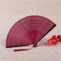 China Custom Bamboo Hand Fans 18Cm Hollow Engraved Bamboo Bone Folding Fan for sale