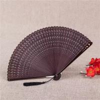 China Custom Bamboo Hand Fans 18Cm Hollow Engraved Bamboo Bone Folding Fan for sale