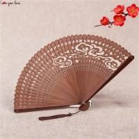 China Custom Bamboo Hand Fans 18Cm Hollow Engraved Bamboo Bone Folding Fan for sale