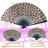 China Classic Leopard Print Wedding Fans Sexy Dance Fans Hand Fan Bamboo Ribs Hand Fan Custom for sale