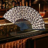 China Portable Leopard Print Hand Fan 23Cm Elegant Bamboo Hand Fan Bamboo Fan Custom for sale
