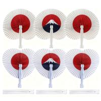 China Factory Price Wedding Decor Heart-shaped Round Fan Hand Held Paper Fans With Plastic Handle for sale