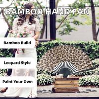 China Customized Logo Bamboo Folding Hand Fan Leopard Print Pattern Sublimation Technique for Wedding Dancing Clack Bamboo Crafts for sale