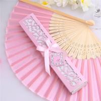 China Customized Logo Bamboo Silk Hand Fans Wedding Favor Fan With Gift Box for sale