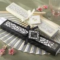 China Customized Logo Bamboo Silk Hand Fans Wedding Favor Fan With Gift Box for sale