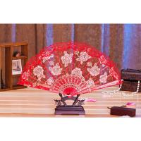 China Spanish Translucent Lace Rose Fan Gilded Wing Chun Dance Fan European Style Fabric Silk Folding Hand Fan for sale