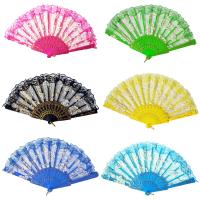 China Spanish Translucent Lace Rose Fan Gilded Wing Chun Dance Fan European Style Fabric Silk Folding Hand Fan for sale