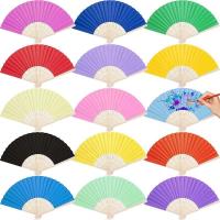 China Custom Printed Logo Personalized Paper and Fabric Folding Bamboo Wood Plastic Hand Fan for sale