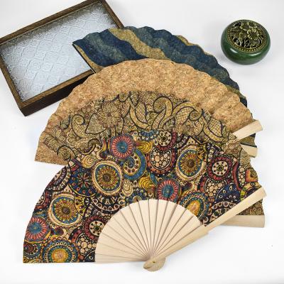 China Custom Printed Logo Folding Bamboo Hand Fan Wedding Bamboo Hand Held Fabric Fans for sale
