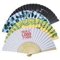 China Wholesale Chinese Custom Bamboo Printed Fabric Bamboo Fan Folding Paper Fan Hand Fan for Favors Gift for sale