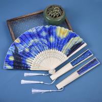 China Wholesale Chinese Custom Bamboo Printed Fabric Bamboo Fan Folding Paper Fan Hand Fan for Favors Gift for sale