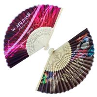 China Hot Sale Woman Small Size Fan Wholesale Wedding Fan Customized Logo Foldable Handfan Fabric Folding Hand Fans for Summer for sale