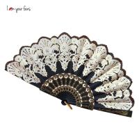 China [I AM YOUR FANS]Wholesale 23*42CM Plastic Folding Fan Hand Held Wedding Hand Fans With Lace for sale