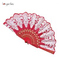 China [I AM YOUR FANS]Wholesale 23*42CM Plastic Folding Fan Hand Held Wedding Hand Fans With Lace for sale