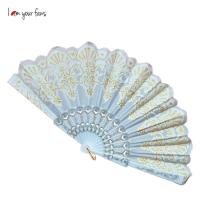 China [I AM YOUR FANS]Wholesale 23*42CM Plastic Folding Fan Hand Held Wedding Hand Fans With Lace for sale