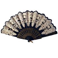 China Good Quality Flower Lace Silk Dance Party Stage Performance Decoration Hot Stamping Plastic Hand Held Folding Fan for sale