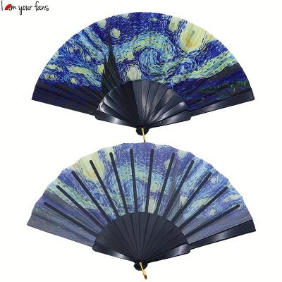 China Factory Custom Plastic Folding Hand Fan 23cm Cloth Fan Personalized Design Party Activity Gift for sale