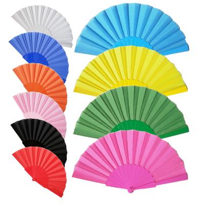 China Factory Price Solid Color 23cm Plastic Fold Fan Hand Fan Wedding Plastic Fan for sale
