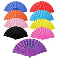 China Factory Price Solid Color 23cm Plastic Fold Fan Hand Fan Wedding Plastic Fan for sale