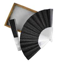 China Plastic Folding Fabric Hand Fan Shinning Bone With Gift Silk Shinning Folding Fans for sale