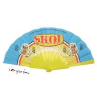 China Shinning Handmade Fan Plastic Skeleton Folding Fabric Hand Fan With Gift Box Silk Folding Fans for sale