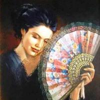 China [I AM YOUR FANS] Sufficient Stock! Spanish Style Print Name Date Frame Silk Hand Folding Lace Plastic Hand Fan for sale