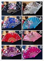 China [I AM YOUR FANS] Sufficient Stock! Spanish Style Print Name Date Frame Silk Hand Folding Lace Plastic Hand Fan for sale