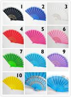 China [I AM YOUR FANS] Sufficient Stock! Spanish Style Print Name Date Frame Silk Hand Folding Lace Plastic Hand Fan for sale