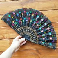 China [I AM YOUR FANS]Hot Selling 9inch/23CM L Classic Plastic Frame Fabric Dancing Hand Fan for Holiday Events Wedding for sale