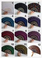 China [I AM YOUR FANS] Embroidery Sequin Hand Fan Classic Plastic Frame Fabric Dancing Hand Fan for Holiday Events Wedding for sale