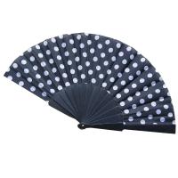 China Portable Custom Promotional Polka Dot Hand Fans Folding Plastic Ribs Hand Held Fan for sale
