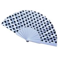 China Portable Custom Promotional Polka Dot Hand Fans Folding Plastic Ribs Hand Held Fan for sale