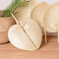 China 2020 Pure Handmade DIY Heart Shaped Bamboo Woven Summer Cooling Hand Fan for sale