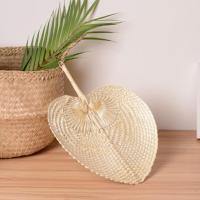 China 2020 Pure Handmade DIY Heart Shaped Bamboo Woven Summer Cooling Hand Fan for sale