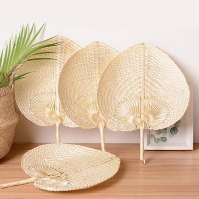 China 2020 Pure Handmade DIY Heart Shaped Bamboo Woven Summer Cooling Hand Fan for sale