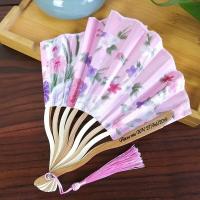 China I AM YOUR FANS 16 Colours Seashell S Shape Silk Hand Fan Bamboo Ribs Fabric Folding Hand Fan for Wedding Gift for sale