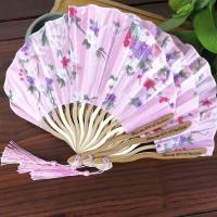 China I AM YOUR FANS 16 Colours Seashell S Shape Silk Hand Fan Bamboo Ribs Fabric Folding Hand Fan for Wedding Gift for sale