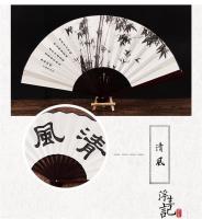 China Sufficient Stock! Chinese Calligraphy Painting Silk Folding Bamboo Handle Hand Fan Abanicos De Madera Pintados a Mano for sale