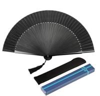 China Chinese Hand Fan Wedding Decoration & Gift Set Hand Made  Bamboo Black Silk Fan for sale