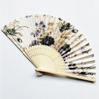 China [I AM YOUR FANS] Sufficient Stock! 21cm Chinese Style Bamboo Satin Fabric Folding Hand Fan for Weeding and Gift for sale