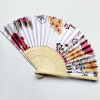 China [I AM YOUR FANS] Sufficient Stock! 21cm Chinese Style Bamboo Satin Fabric Folding Hand Fan for Weeding and Gift for sale