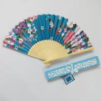 China [I AM YOUR FANS]Japanese White Satin Floral Design Fabric Bamboo Frame Wedding Souvenirs Hand Fan for sale